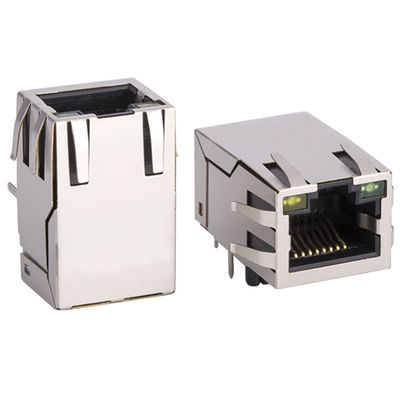 RJ45 Connector with Transformer 10/100 Base-Tx Tab Down Single Port LEDS with Side Entry L=21 ...