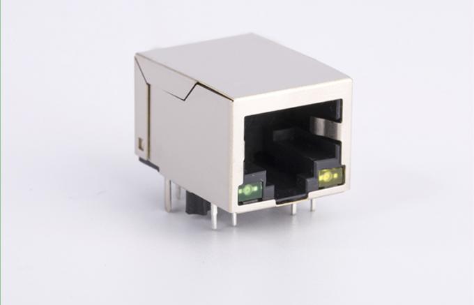RJ45 Connector with Transformer 10/100 Base-Tx Tab Down Single Port LEDS with Side Entry L=21 ...