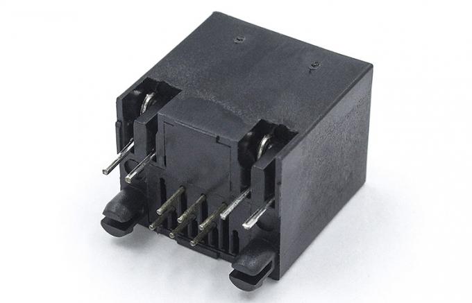 Rj11 Pcb Mount Connector With Leds Ear Tab Down 6p6c 180 Degree TM52T511SX111