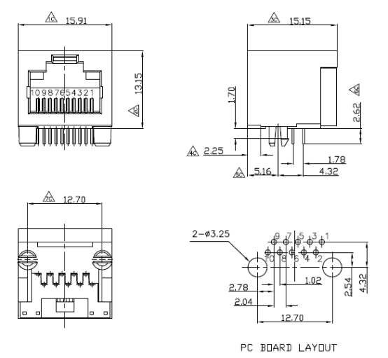 Unshielded 10 Pin RJ45 Connector / Rj45 Jack Female Without Magnetic 15 ...