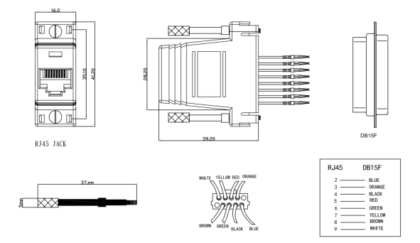 RS232 To Vga Adapter / RJ45 To DB15 Modular Rj12 Adapter RJ45-DB15F ...